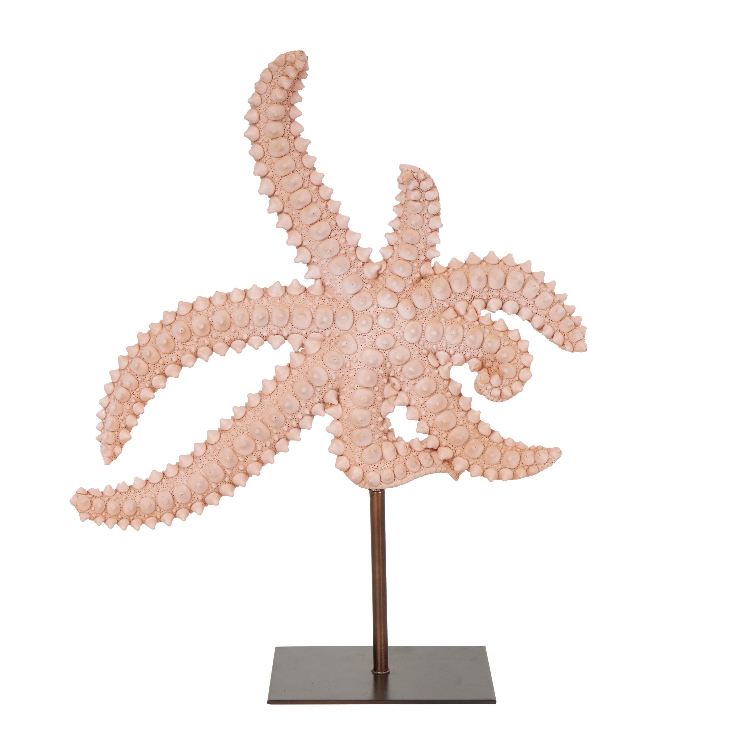 DecMode Pink Polystone Starfish Sculpture with Copper Stand Coastal ...