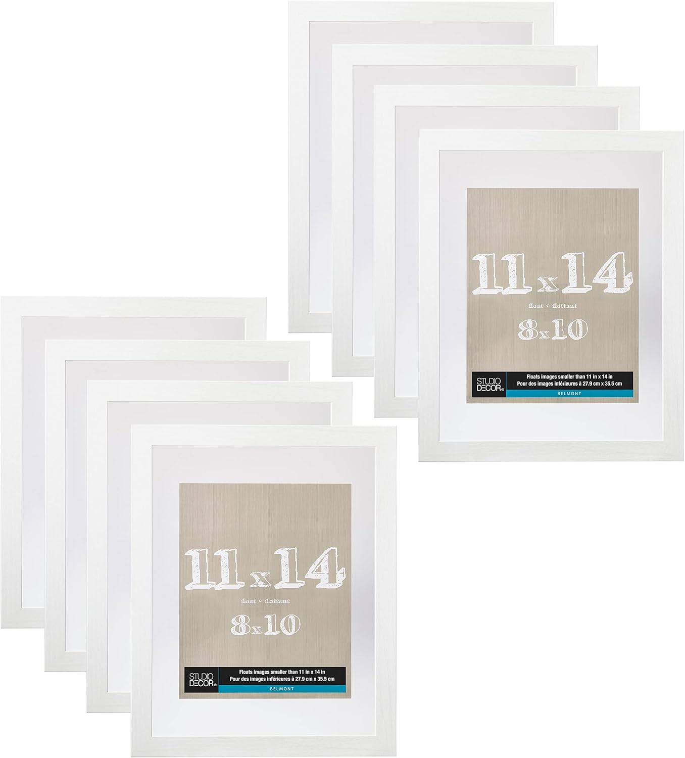 11" x 14" White Belmont Float Picture Frame with 8" x 10" Mat by Studio ...