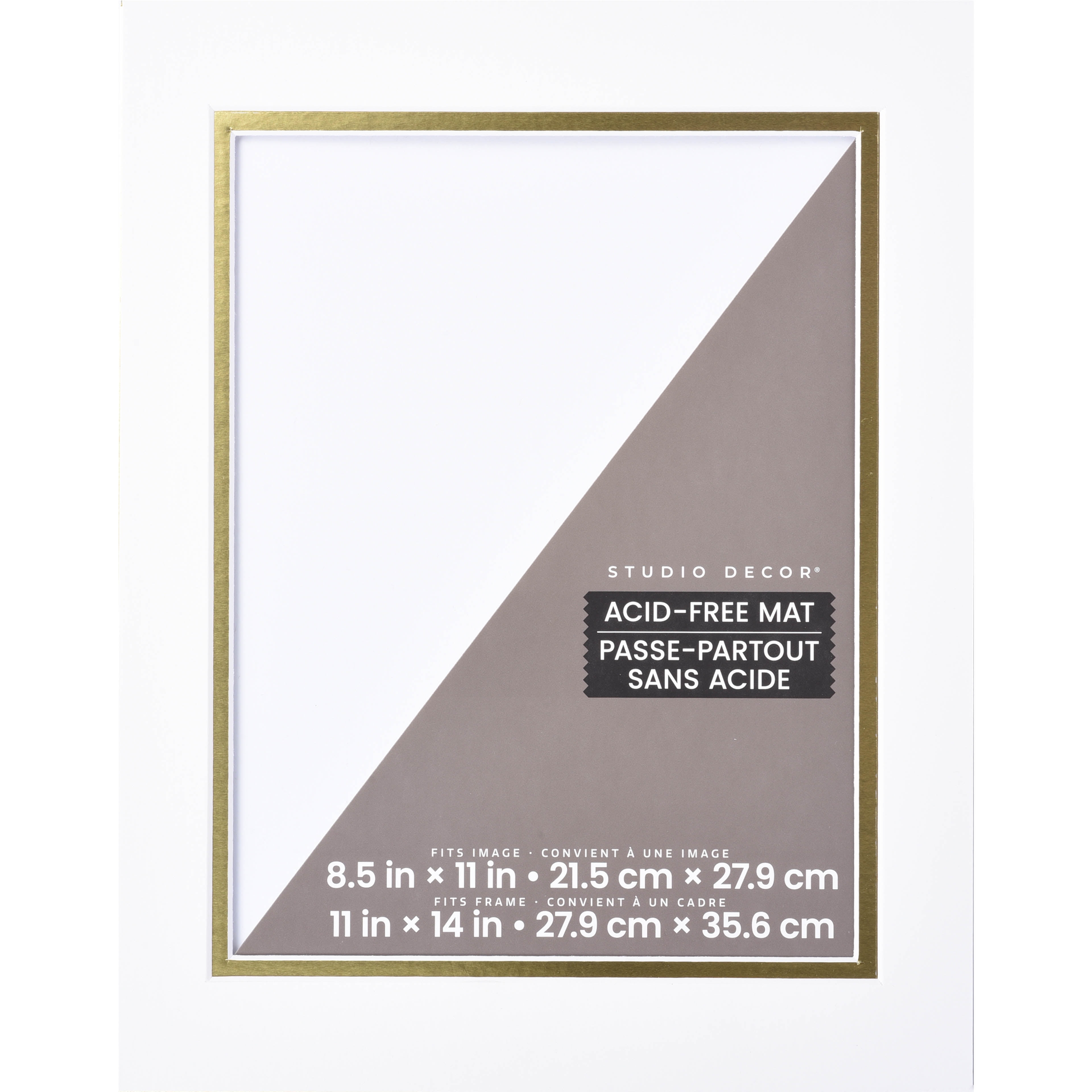 11" x 14" White & Gold Double Mat with 8.5" x 11" Opening by Studio ...
