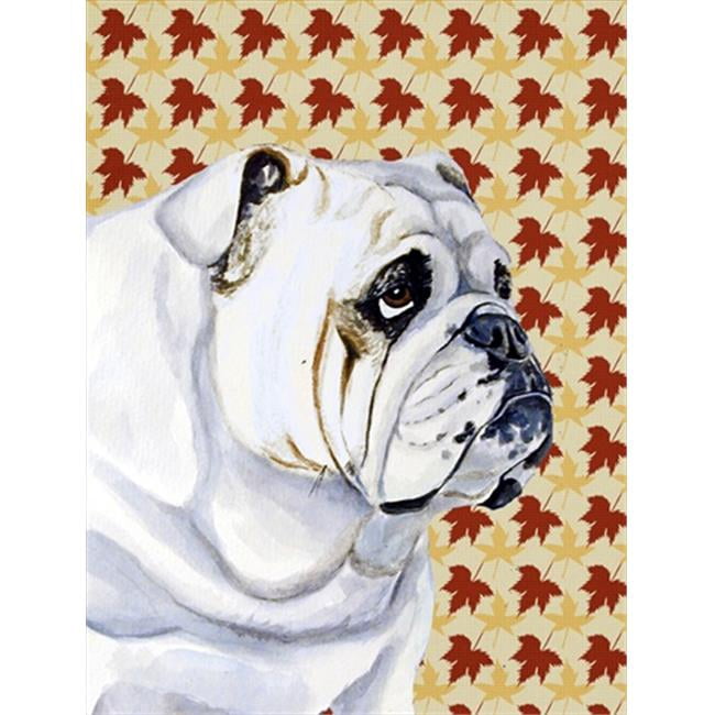 11 x 15 In. Bulldog English Fall Leaves Portrait Flag, Garden Size ...