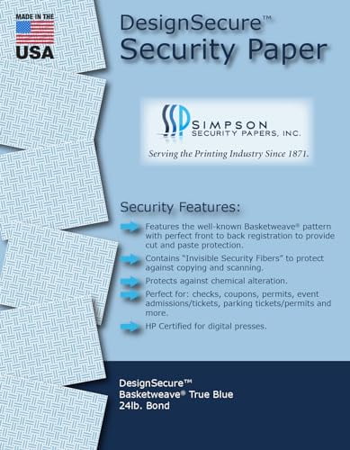 11 x 17 Simpson Security Papers DesignSecure Basketweave True Blue 24 ...
