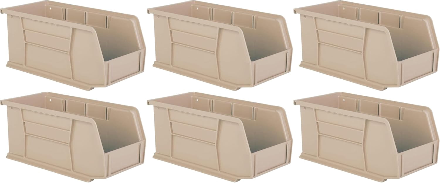 11" x 5-1/2" x 5" (6 Pack) Plastic Stackable Storage Bin and Hanging ...