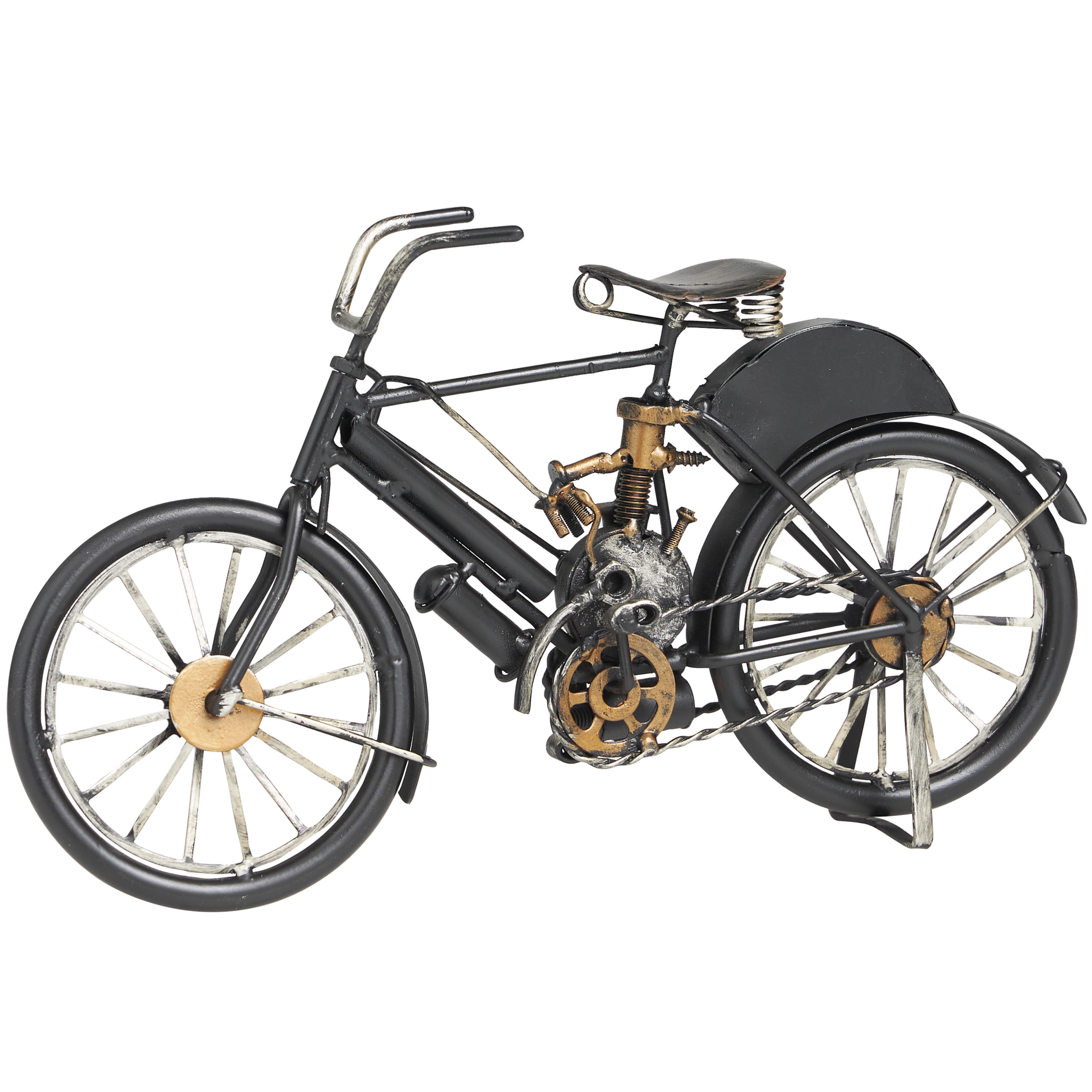 11" x 6" Black Metal Handmade Vintage Style Bike Sculpture with Gold ...