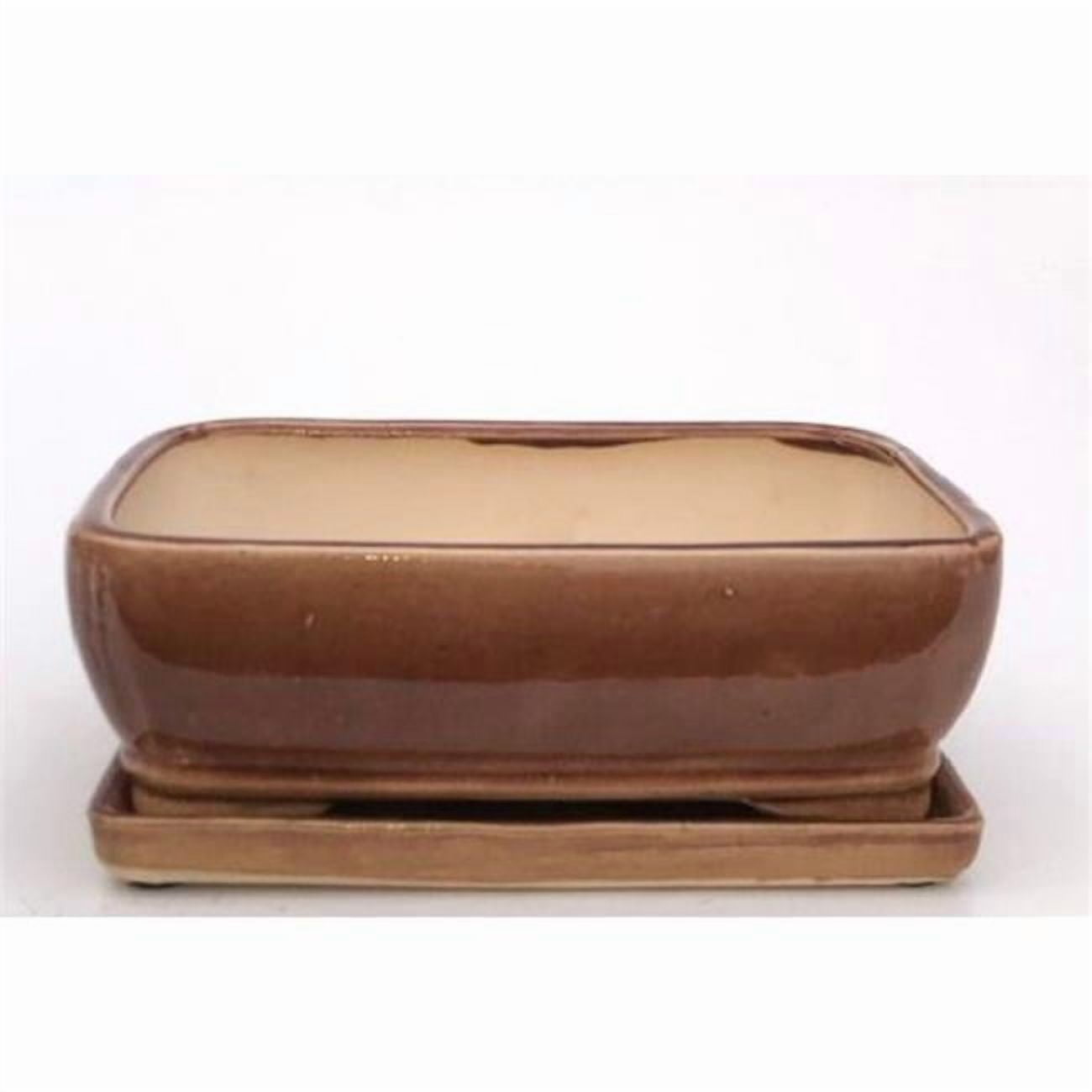 11 x 8.25 x 3.5 in. Rectangle Aztec Ceramic Pot with Humidity Drip Tray ...