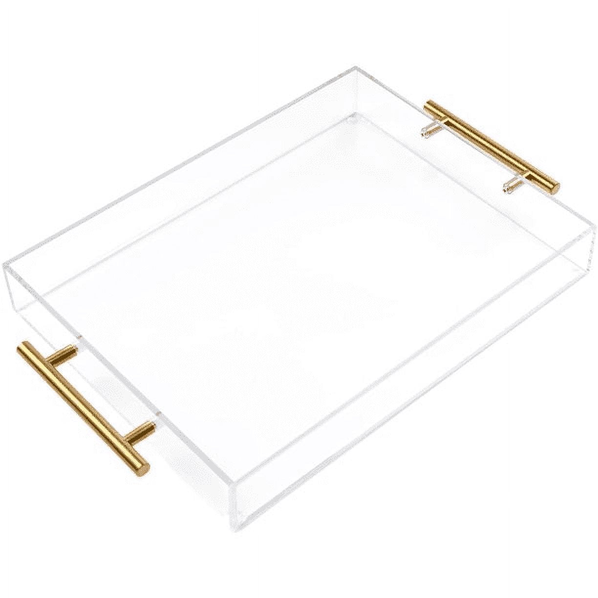 11"x14" Clear Acrylic Serving Tray with Golden Handles, Huge Capacity ...