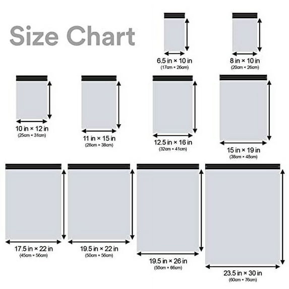 11"x15" (28cm x 38cm) 400pcs White Poly Bag Mailers Plastic Packaging ...