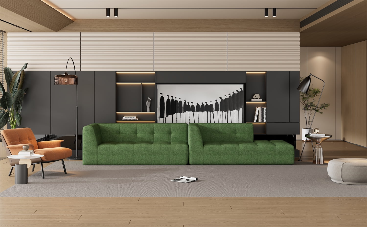 110.2" Modular Modular Combination Sofa Set, Modern Minimalist Sofa ...