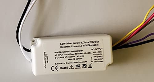 110-277 Volts AC - 42V to 48V DC | 12W Constant Current LED Driver with ...