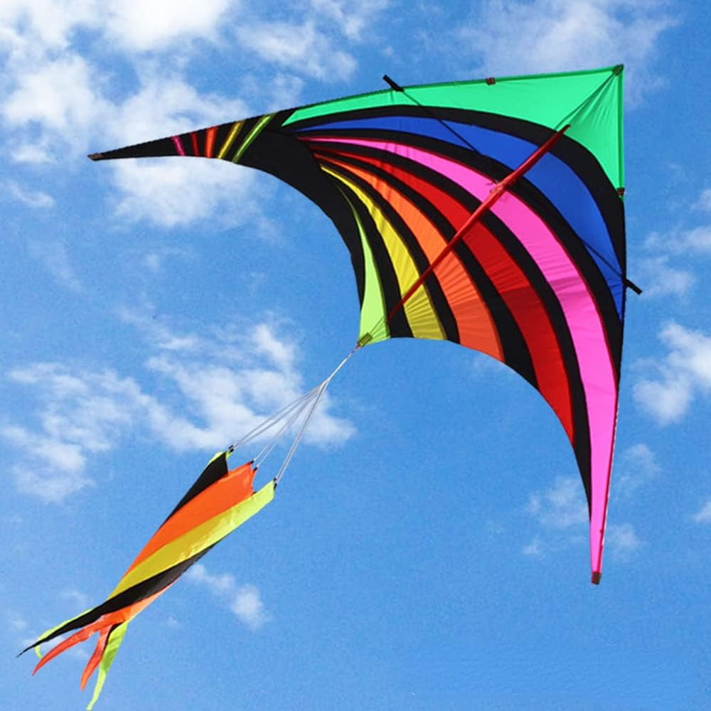 110*55 Inch Colorful Triangle Kite with Spinner Kite Tail Big Geometric ...
