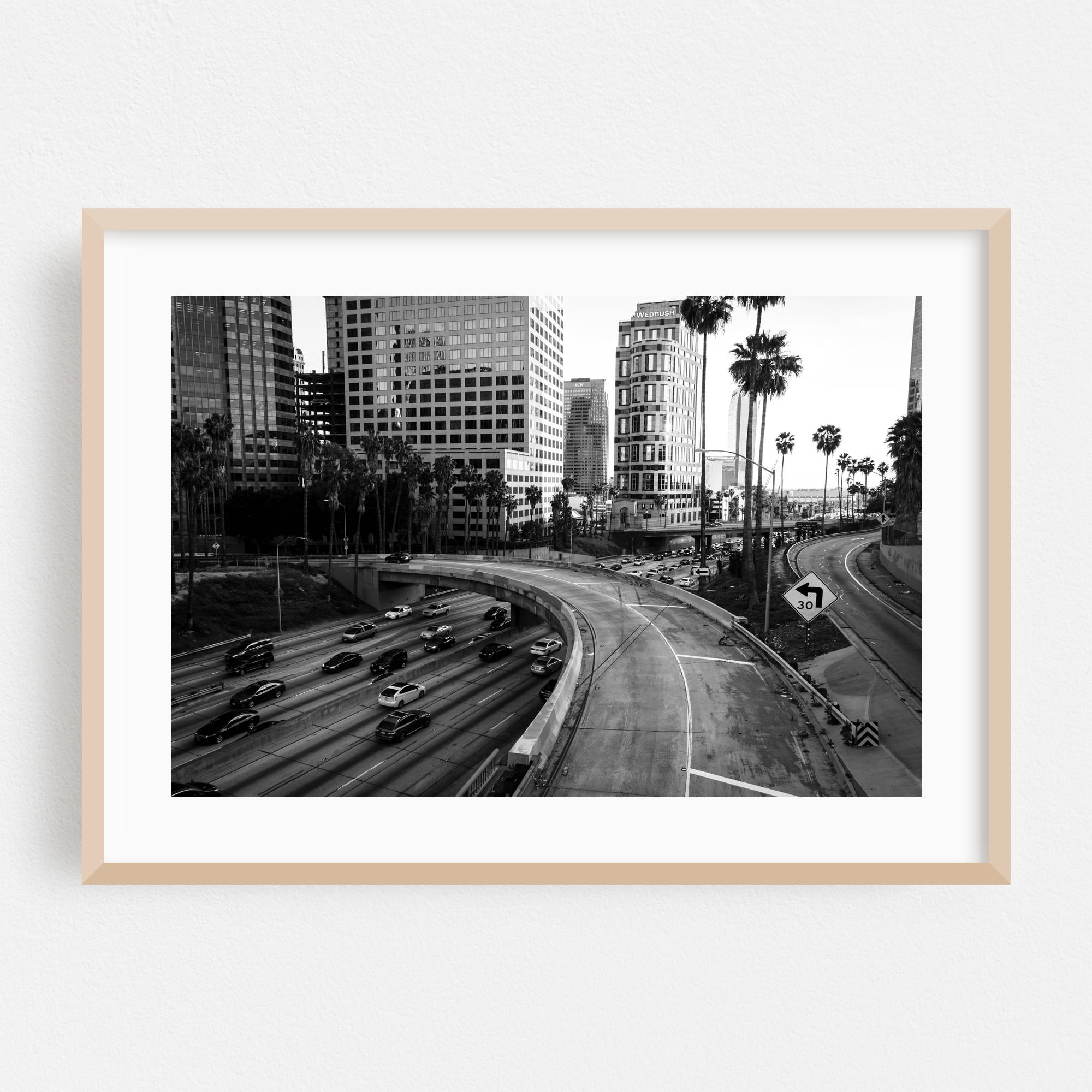 The 110 from 5th Street B&W - Los Angeles California Photography Black ...