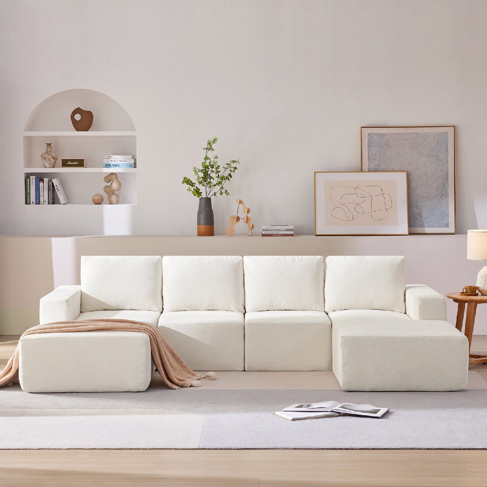 110*72" Modular U-Shaped Sectional Sofa with Ottomans, Luxury Cloud ...