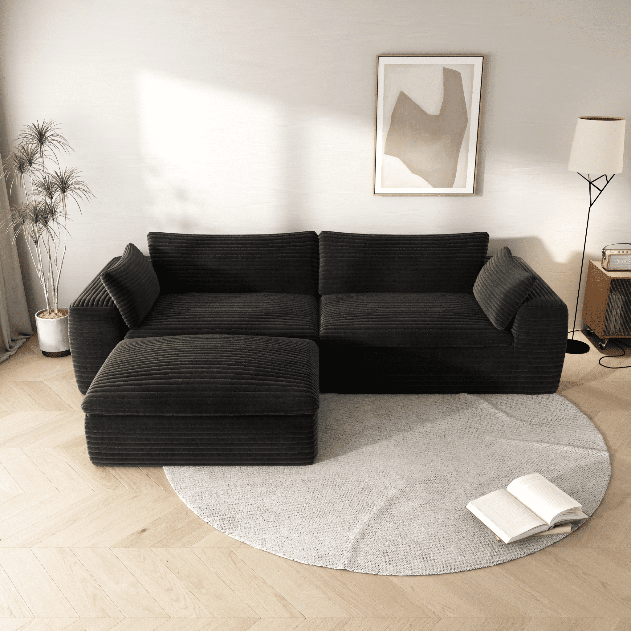 110" Cloud Modular Sectional Boneless Couch for Living Room, 34" Deep ...