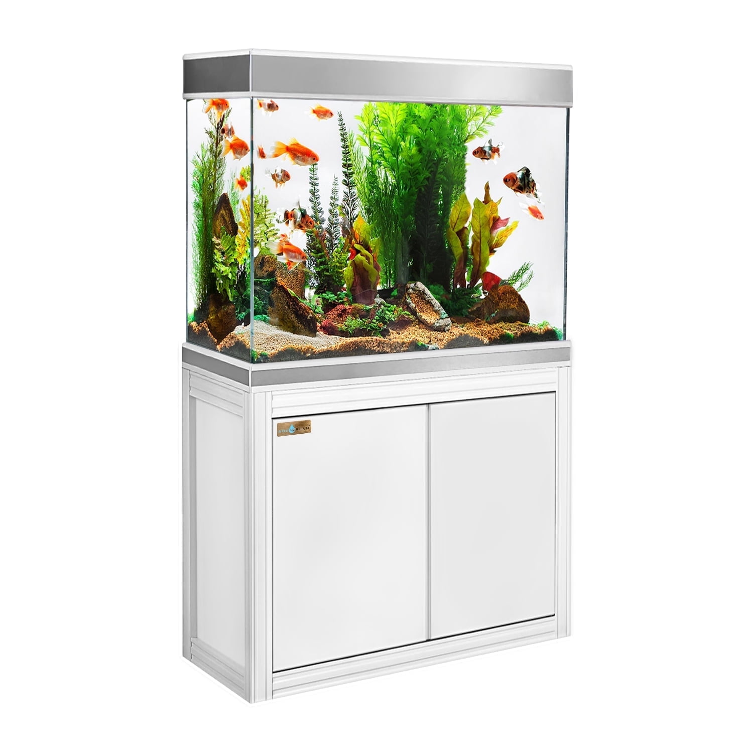 110 Gallon Tempered Glass Aquarium Fish Tank White and Silver with ...