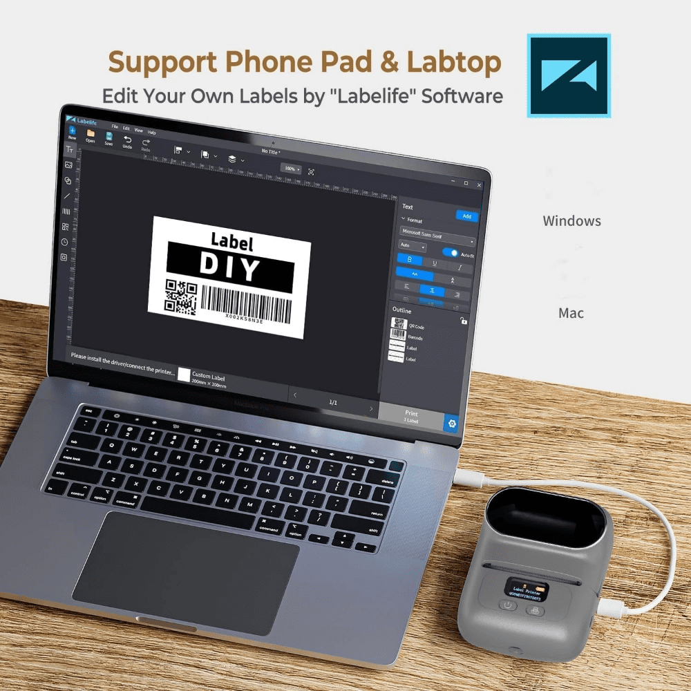 110 Label Makers - Portable Bluetooth Thermal Label Maker Printer For ...