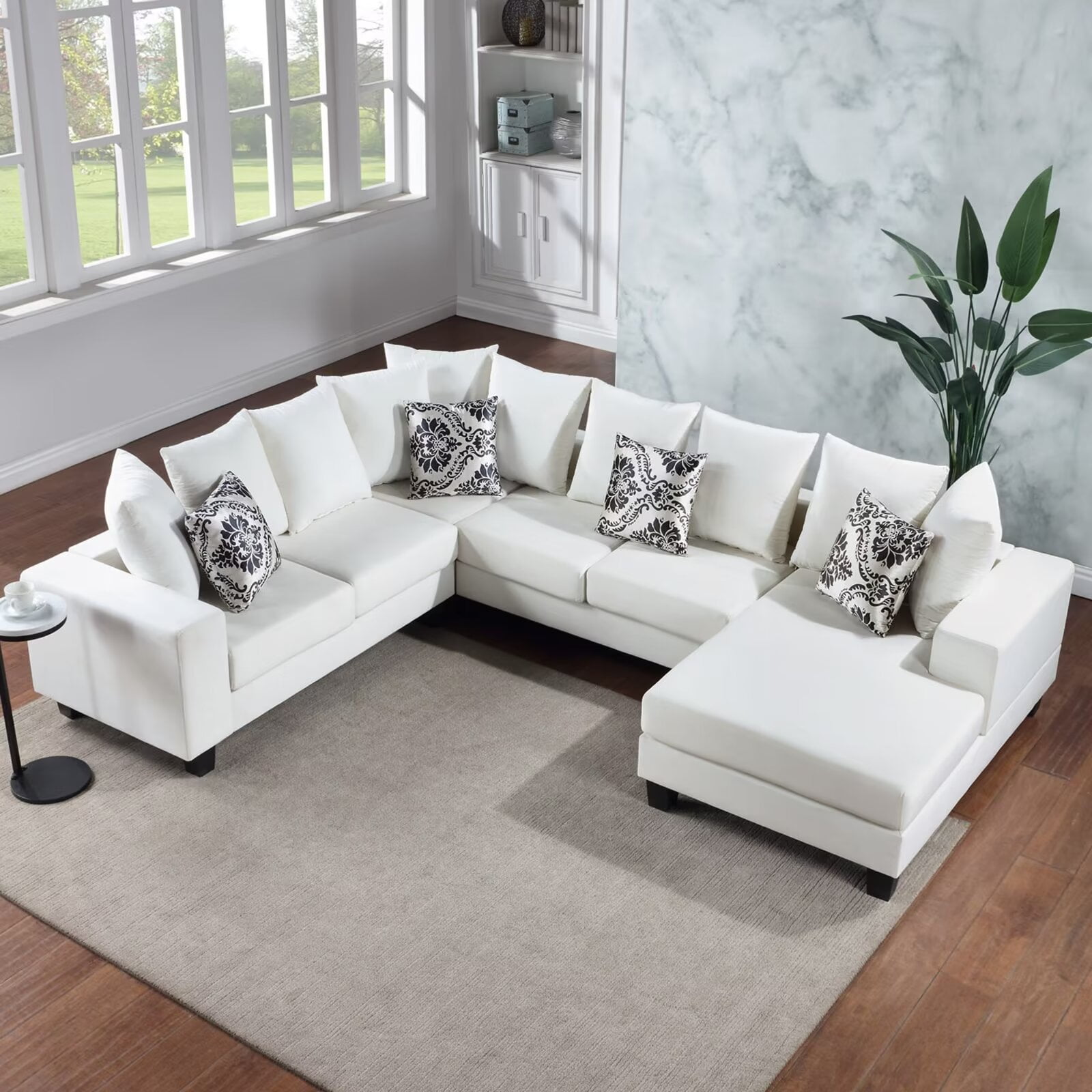 110" Modern U Shape Sectional Sofa, Velvet Corner Couch with Lots of ...