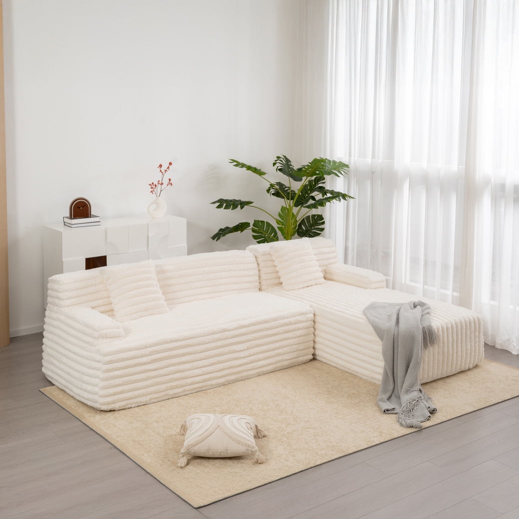 110" Modular Sectional Sofa, Boneless L-Shaped Cloud Couch with 27.7 ...