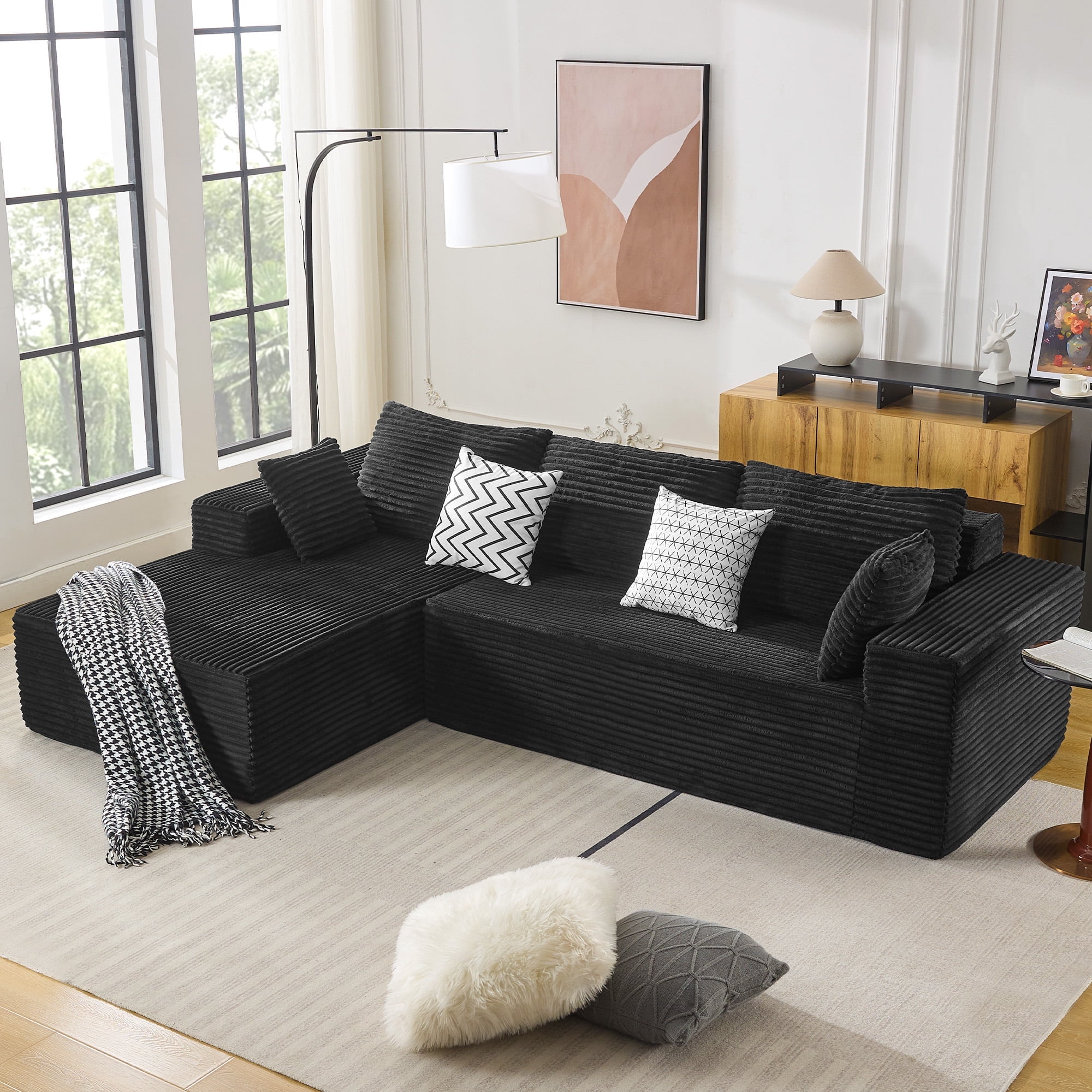 110" Modular Sectional Sofa with Chaise Lounge, L shaped Clound Couch ...