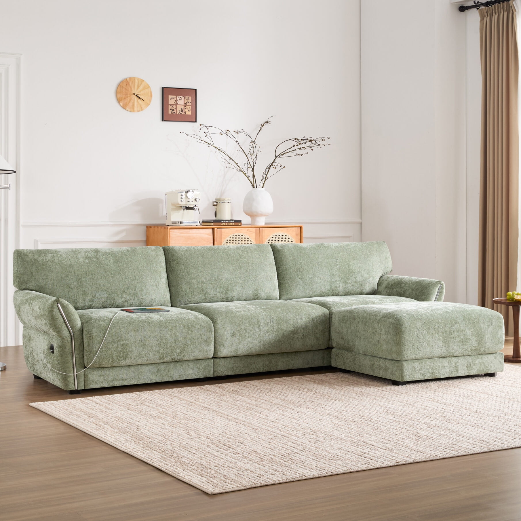 110" Modular Sectional Sofa, Upholstered 3 Seater Couch with Movable ...