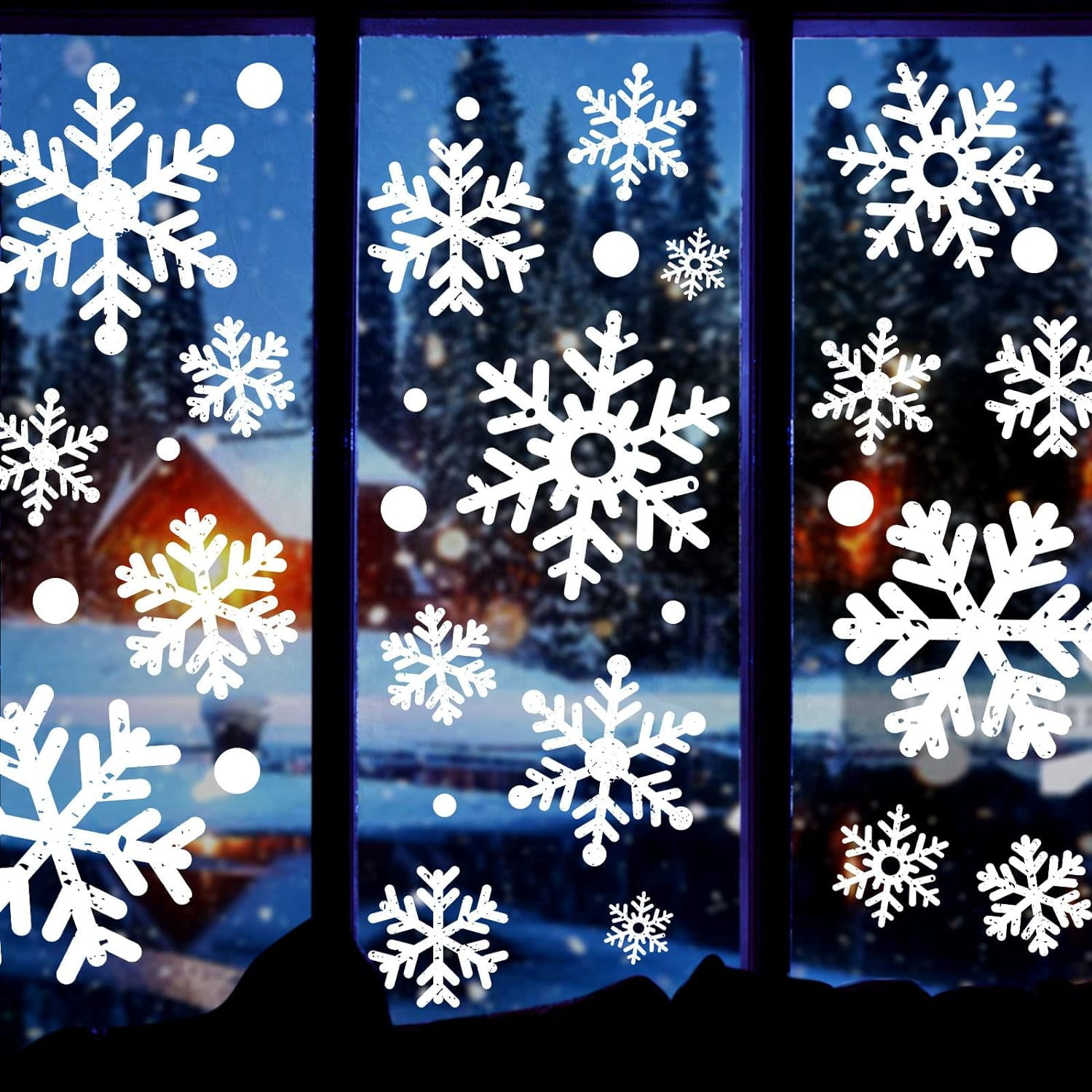 110 PCS Extra Large Snowflake Christmas Window Clings Decals for Glass ...