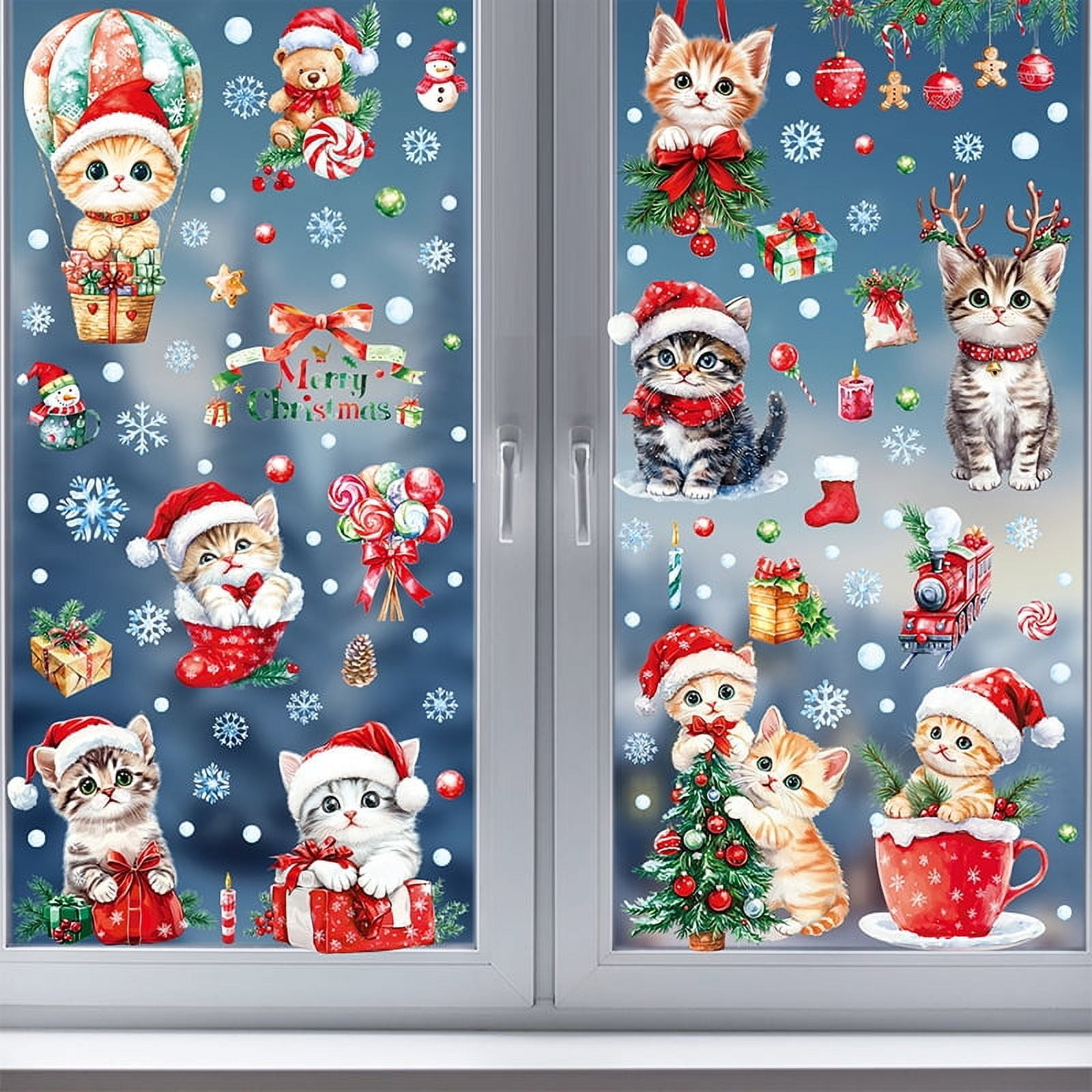 110 PCS Extra Large Snowflake Christmas Window Clings Decals for Glass ...