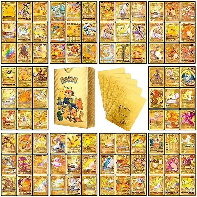 110 PCS Gold Cards Packs Rare Golden Cards, Deck Box Gold Foil Card for ...