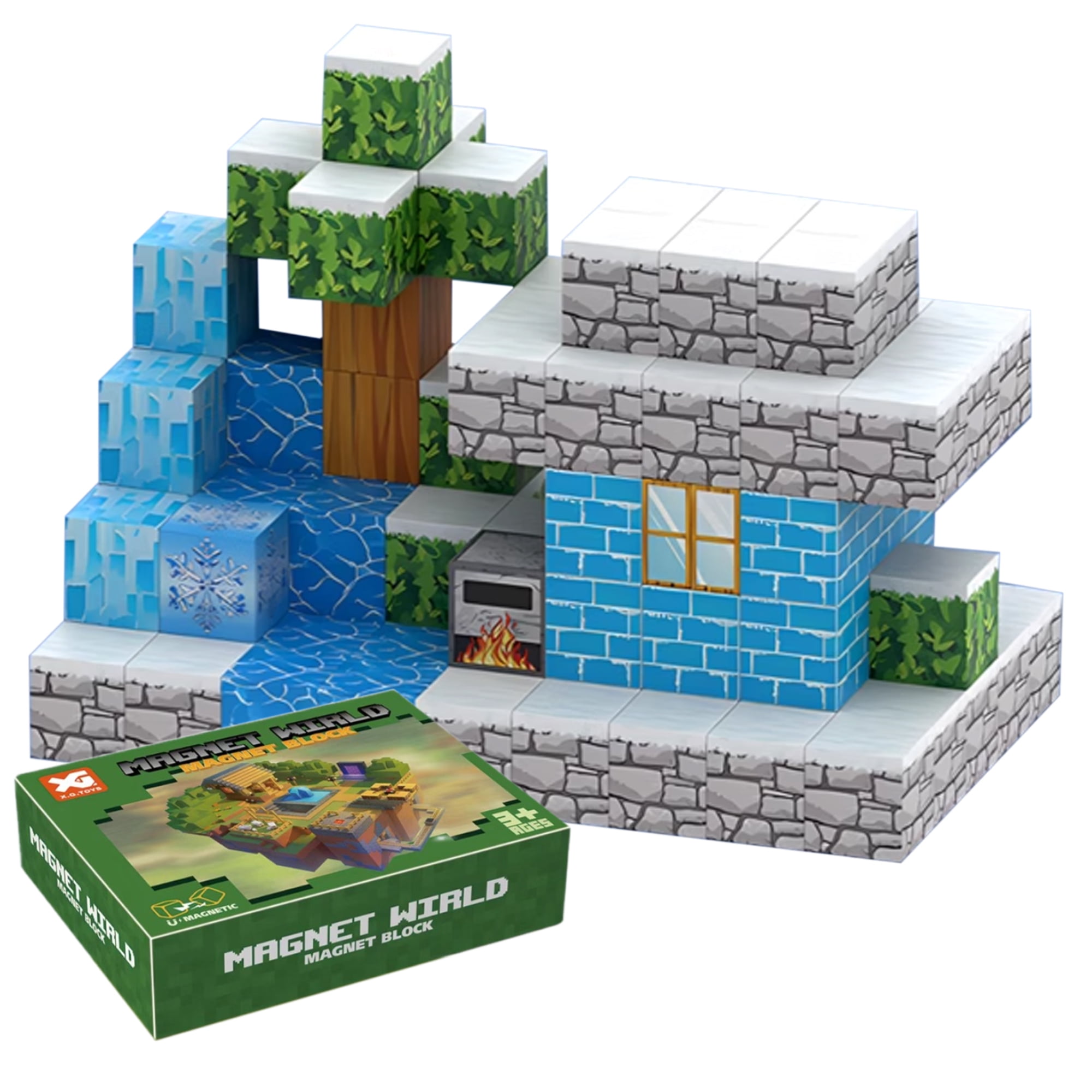 110 PCS Magnetic Blocks Set & 4 Dolls Build Magnet World Set for Boys ...