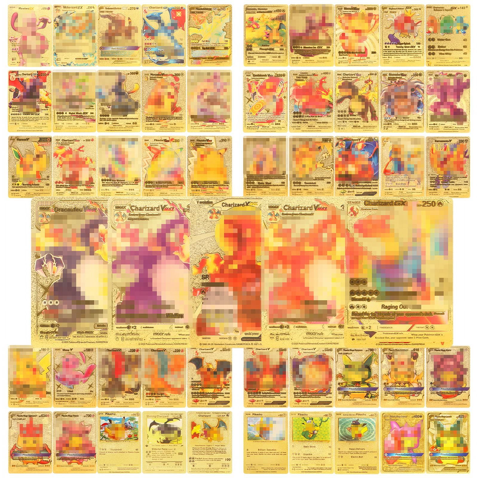 110 PCS Super Rare Assorted Gold Foil Collectible Cards V VMAX GX MEGA ...