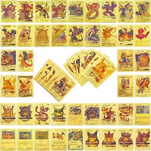 "110 PCS TCG Gold Foil Assorted Cards GX Rare Cards V Series Cards Vmax ...