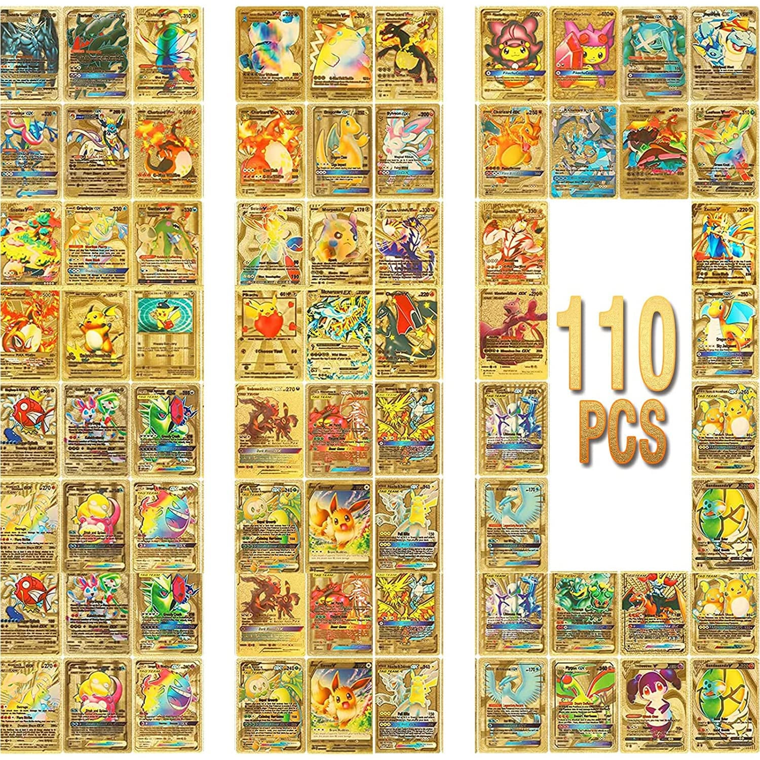 110 PCS TCG Gold Foil Assorted Cards: The Ultimate Collection for Enthusiasts,Featuring GX Rare ...