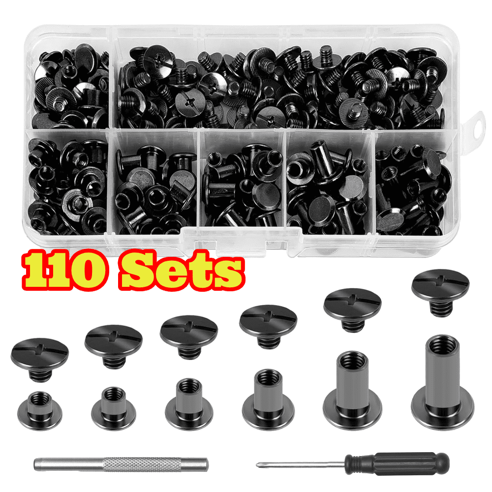 110 Pack Chicago Screws Leather Rivets Assorted Screw Rivets Chicago ...