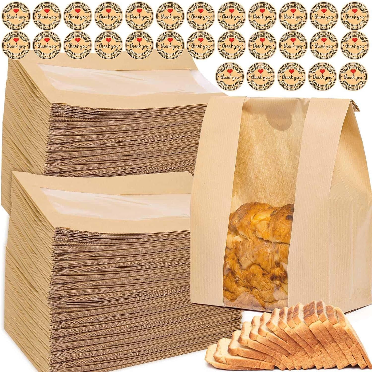 110 Pcs Bread Bags for Homemade Bread With Window Sourdough, 13.78x8 ...