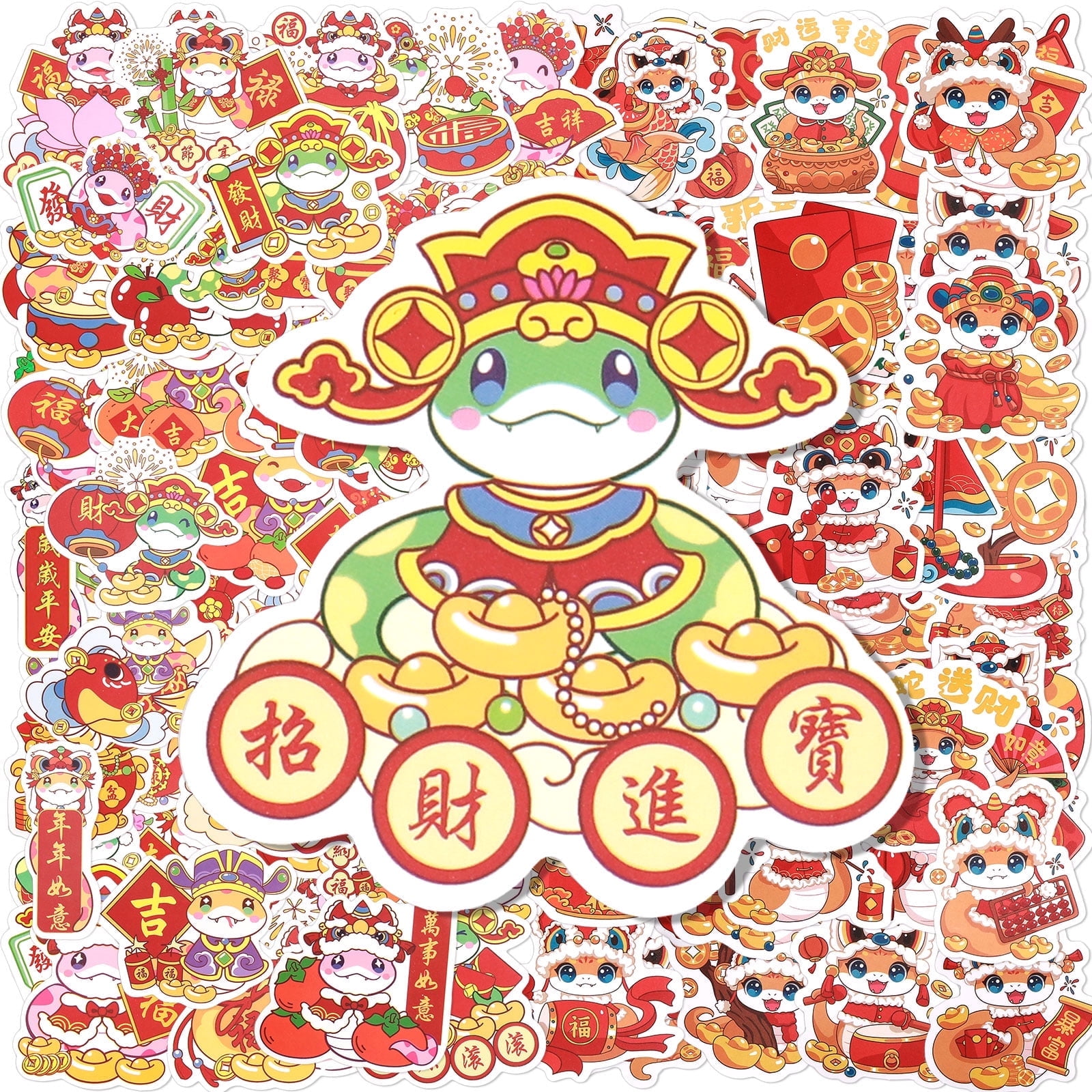 110 Pcs Chinese New Year Stickers, 2025 Year of the Snake Cute ...