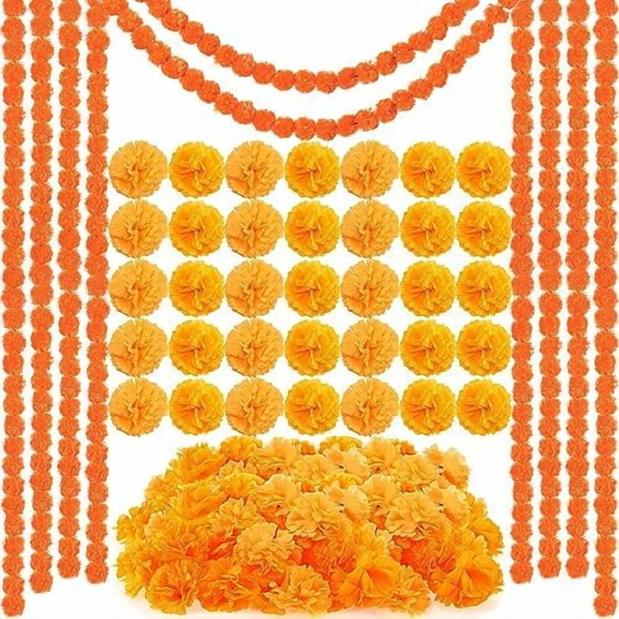 110 Pcs Day of The Dead Decorations 10 Pcs 5 Feet Marigold Garland Bulk ...