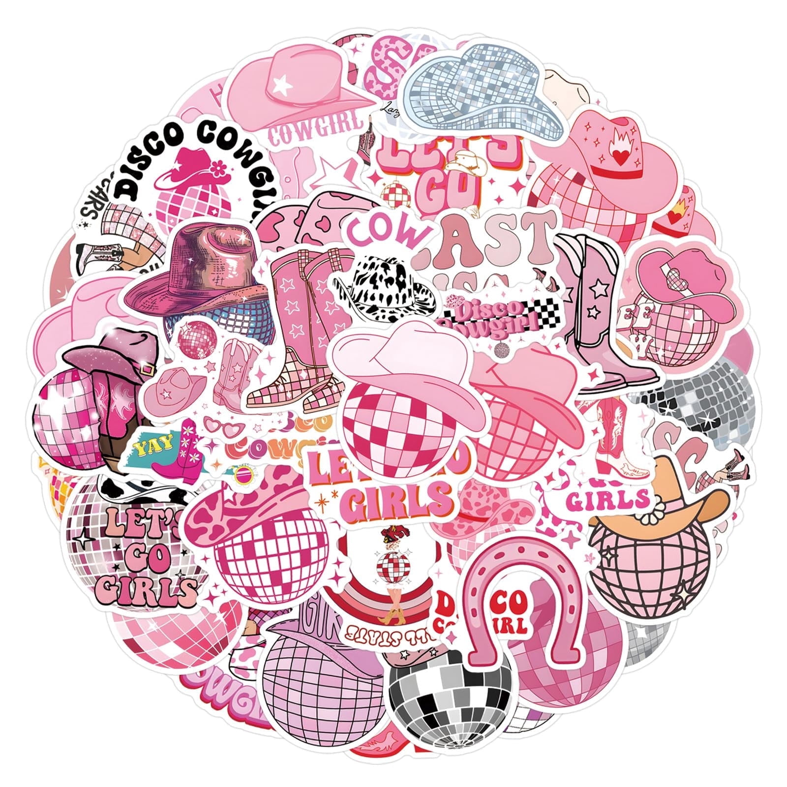 110 Pcs Disco Cowgirl Stickers - Pink Disco Party Decor, Western ...