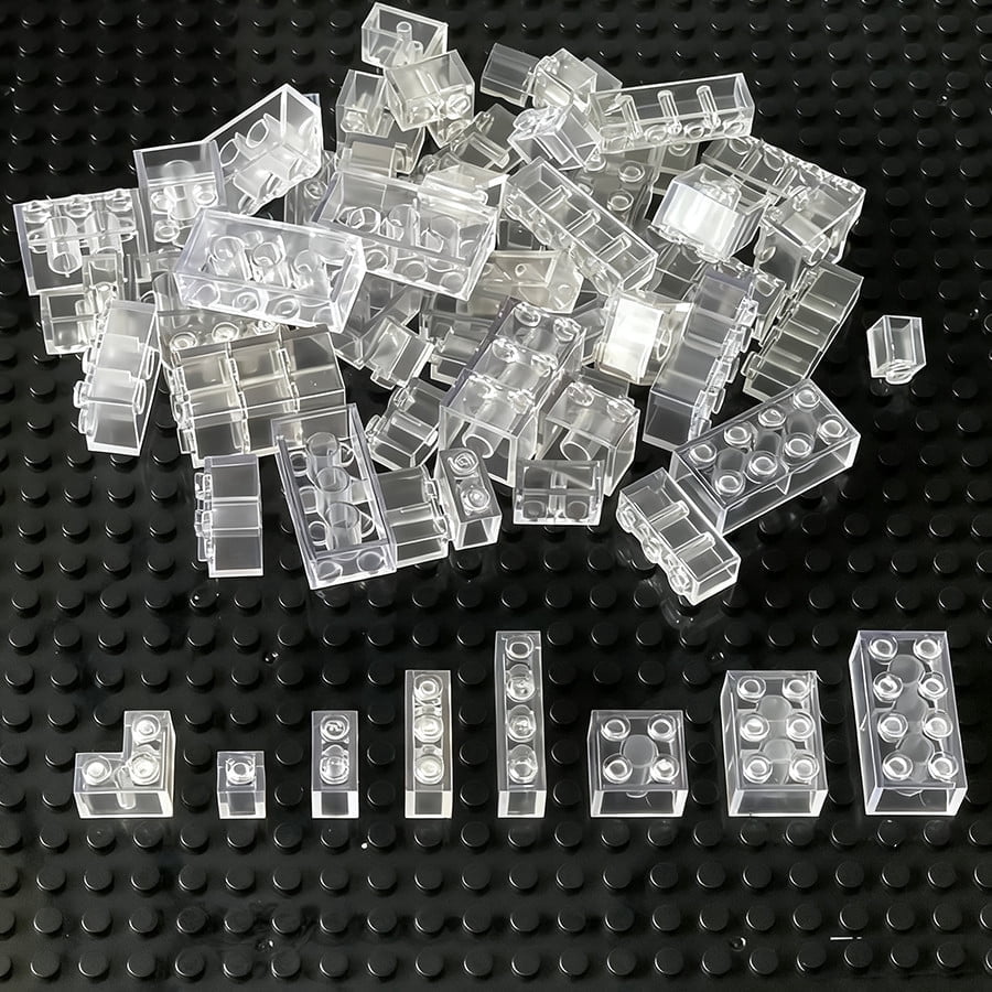 110 Pcs Small Particles Mix Bricks Transparent Clear White Thick Brick ...