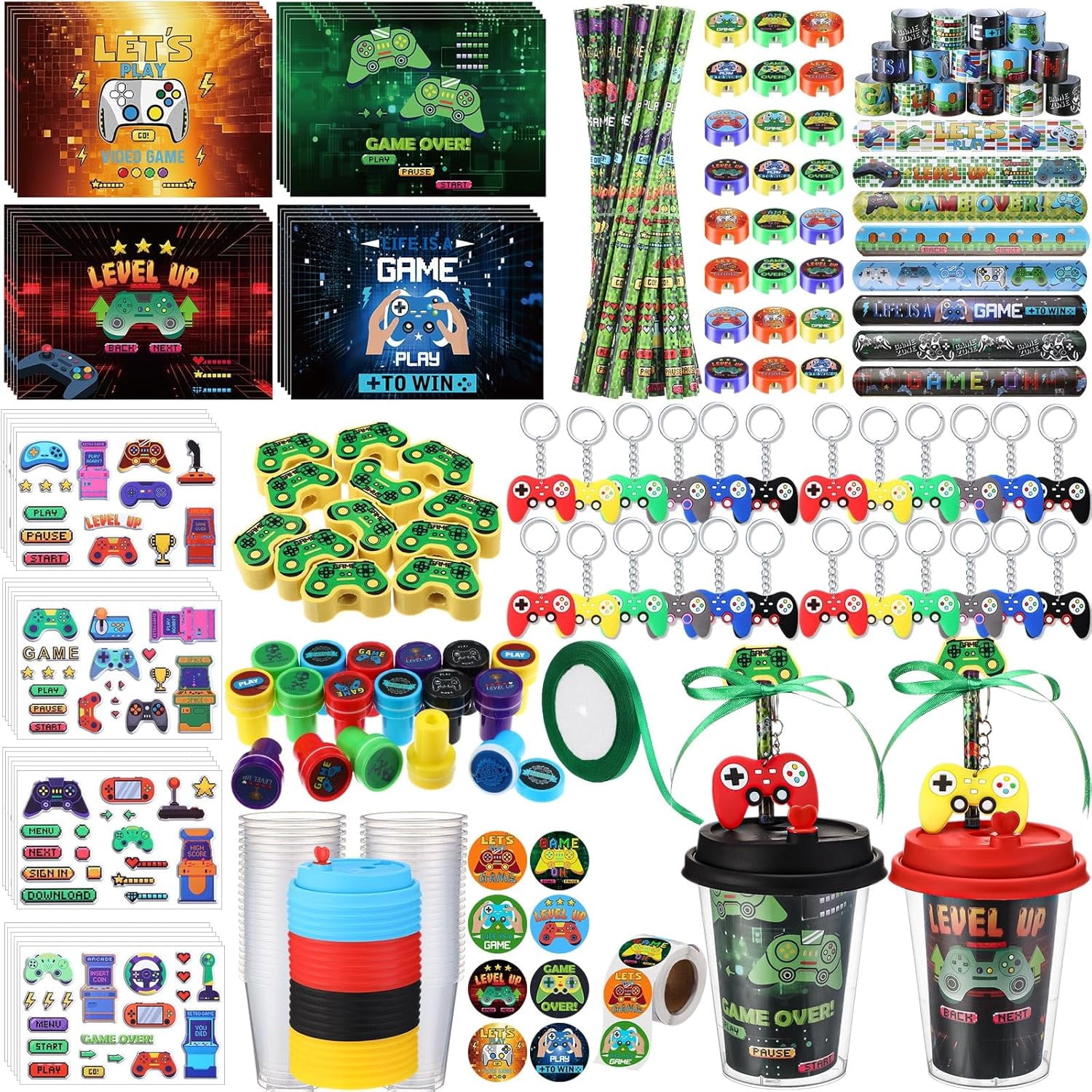 110 Pcs Video Game Party Favors Set Includes Drink Cup with Lid Game ...