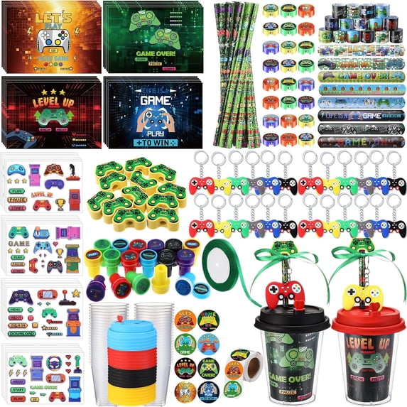 110 Pcs Video Game Party Favors Set Includes Drink Cup with Lid Game ...