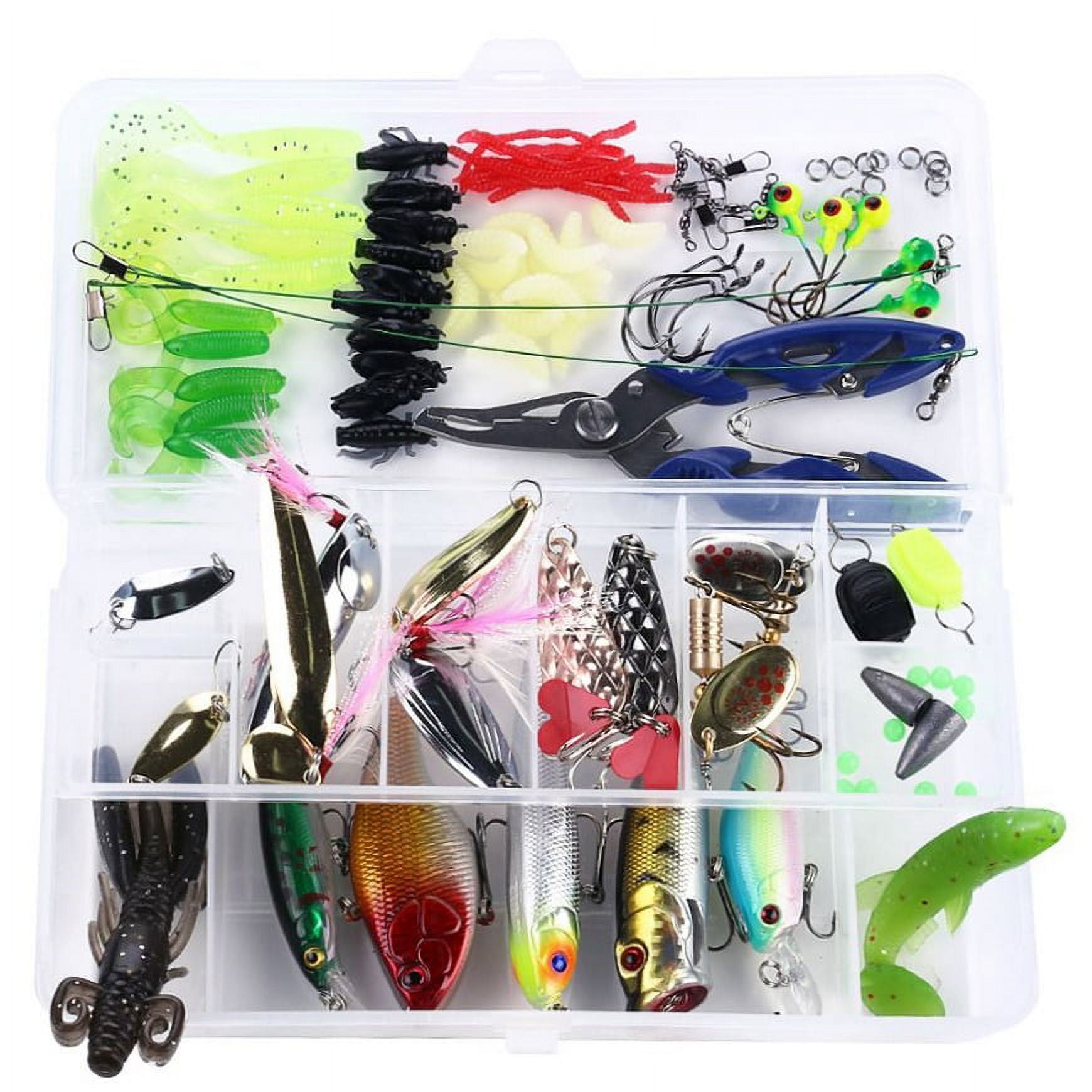 110 Piece Fishing Lure Set - Stocked With Worms, Jigs, Hooks, and ...