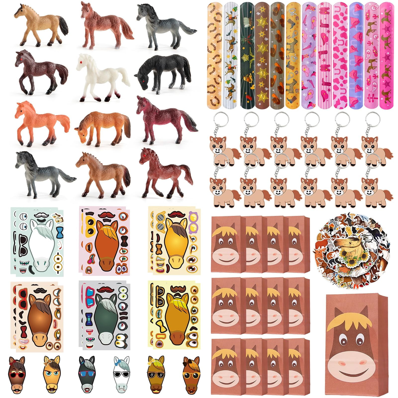 110-Piece Horse-Themed Party Favor Set - BSL1 Includes 12 Horse Figurines, 12 Horse Toy Stickers ...