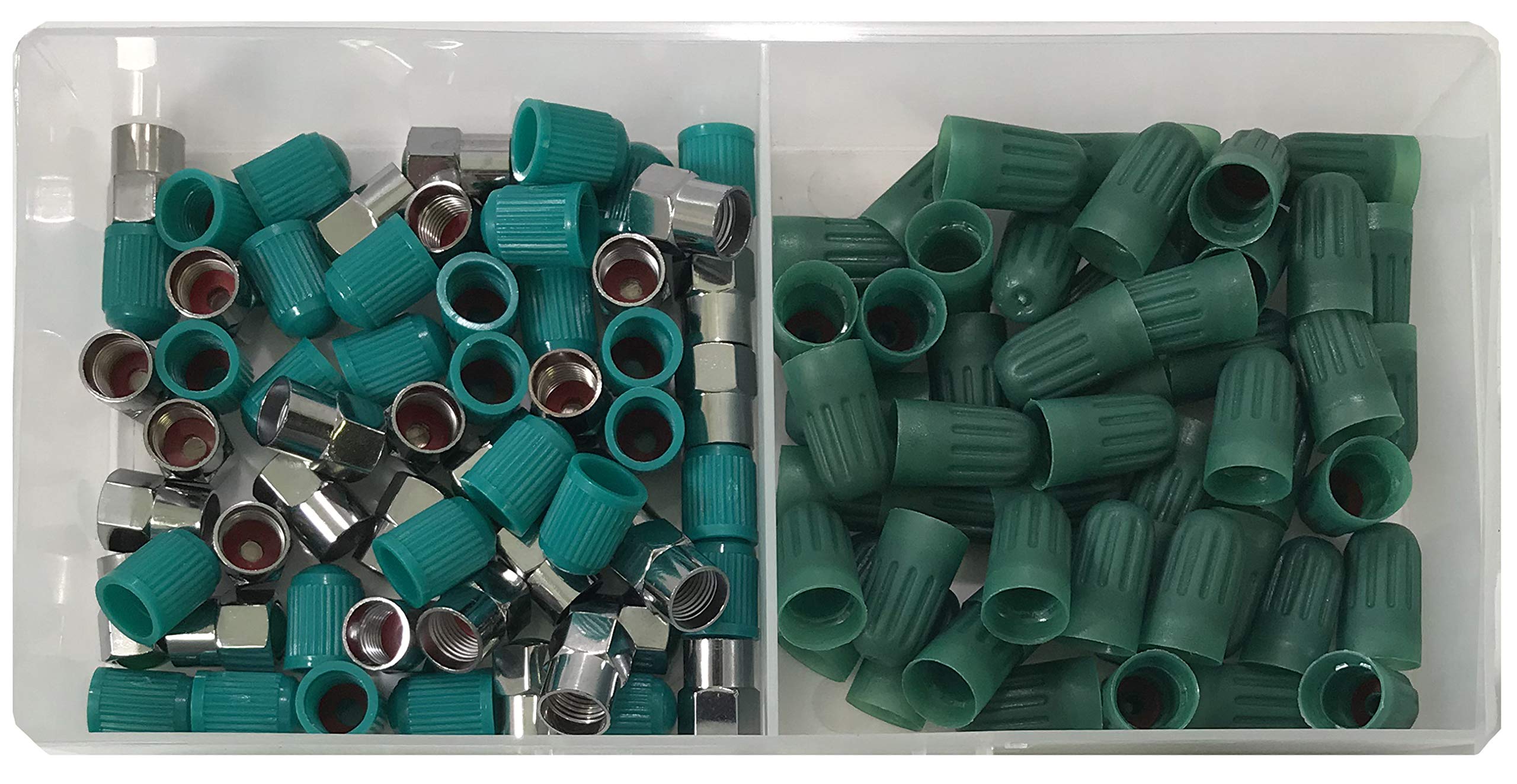 110 Piece TPMS Green Nitrogen Tire Caps Air Valve Stem Assortment Kit ...