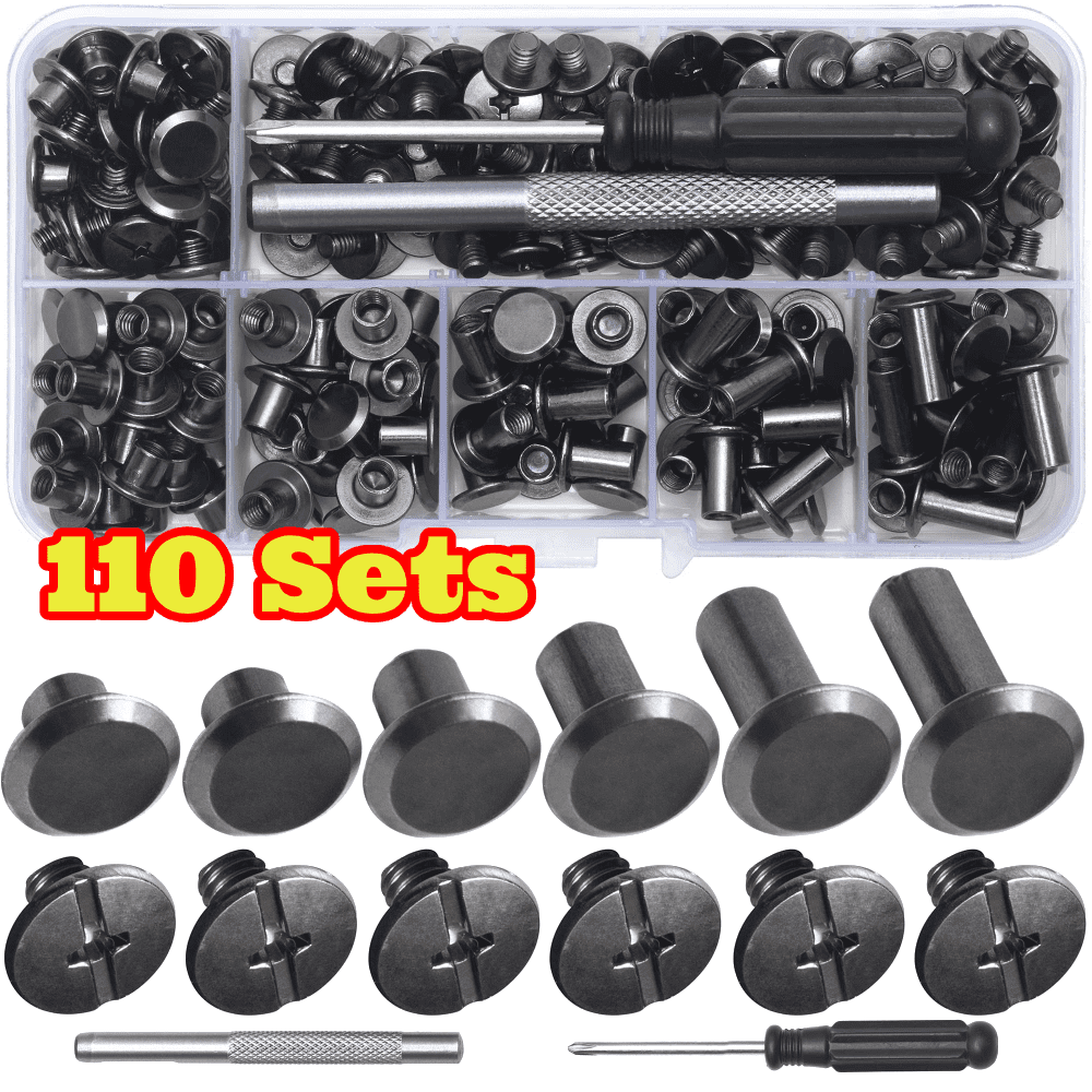 110 Sets Chicago Screws Assorted Screw Rivets Leather Rivets Chicago ...