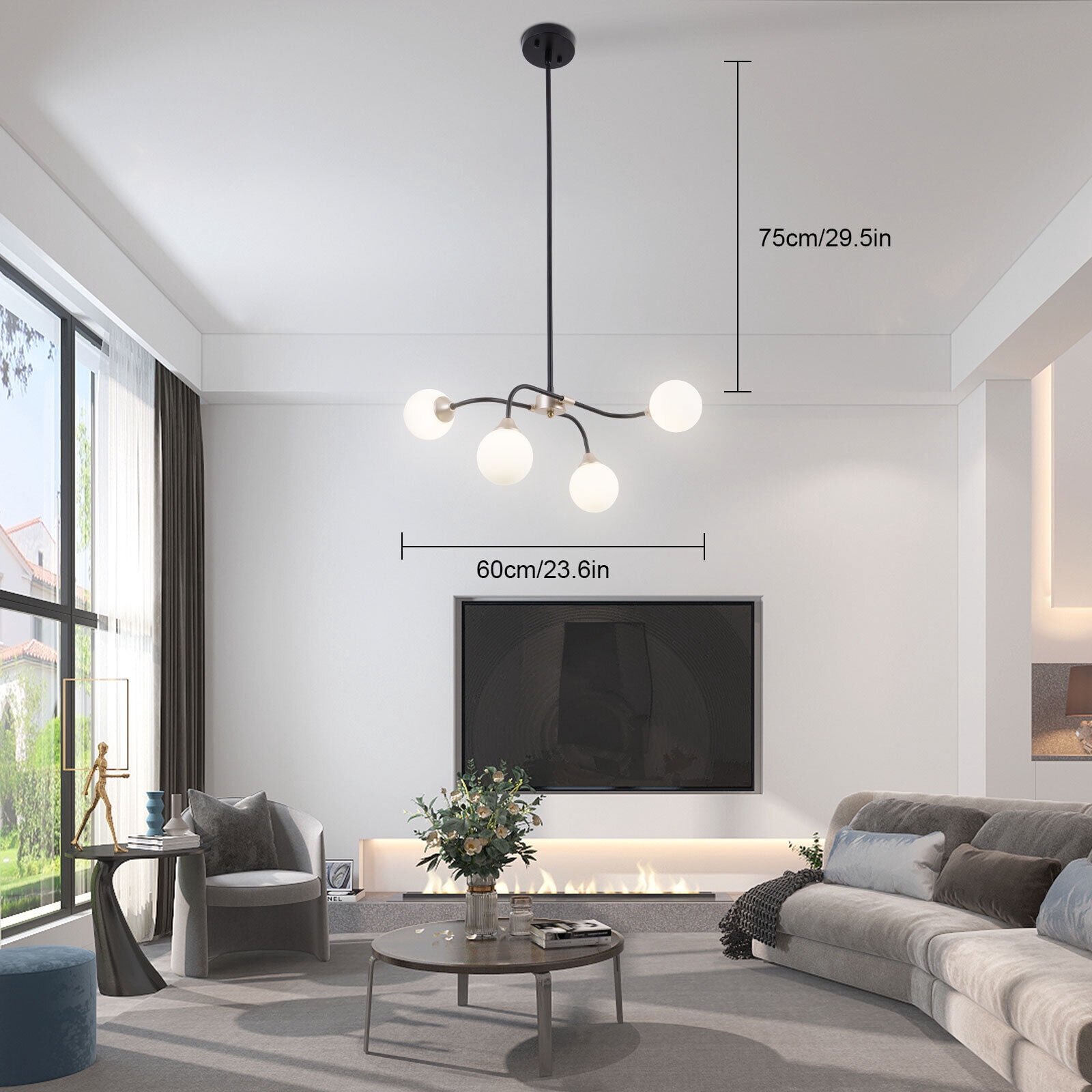 110 V 4-Light Modern Glass Ball Chandelier Kitchens Dining Rooms ...