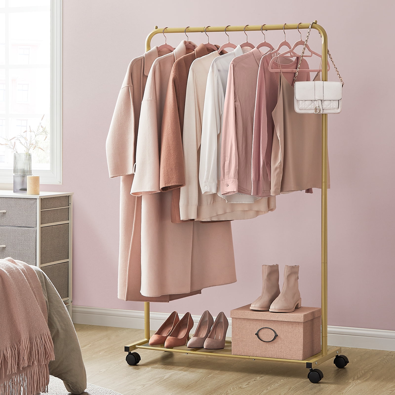 SONGMICS Heavy Duty Free Standing Clothes Rack with Strong Shelving ...