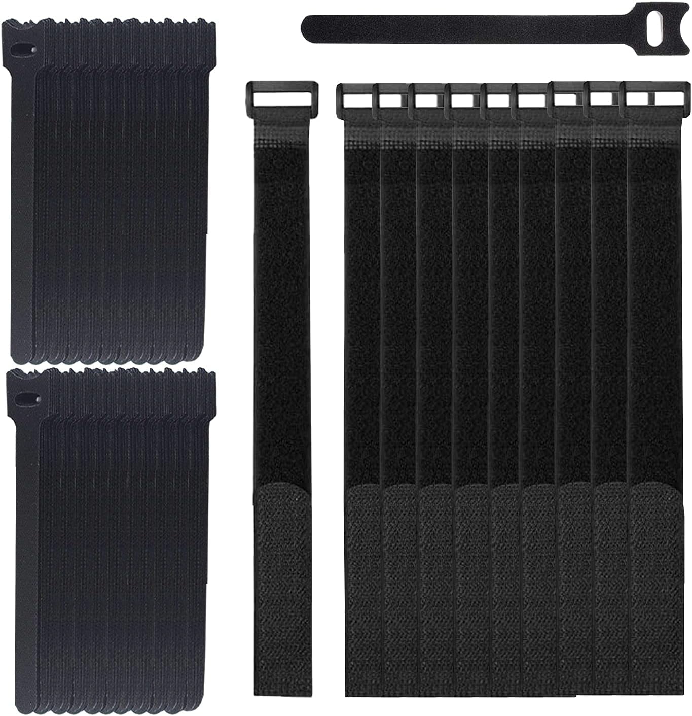 110 pcs Cable Ties Reusable,Adjustable Cable Straps,Hook and Loop Cable ...