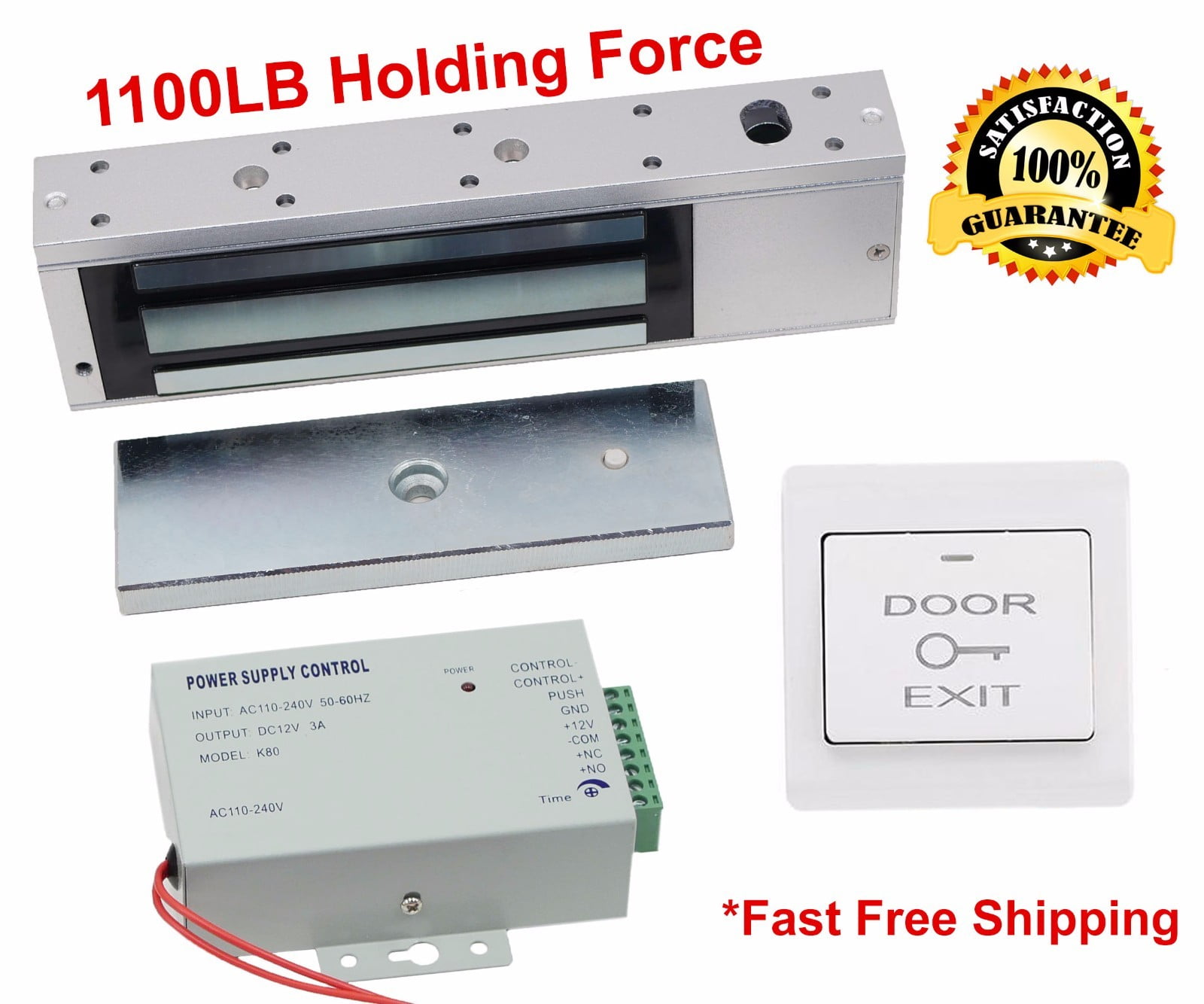 1100 LB Electric Door Lock Electromagnetic Magnetic Access Control ...