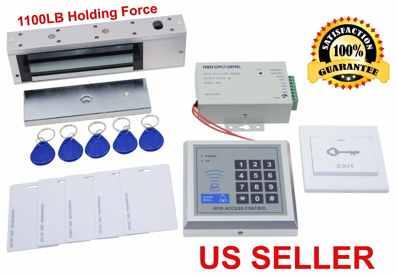 1100 LB Electric Door Lock Electromagnetic Magnetic Access Control ...