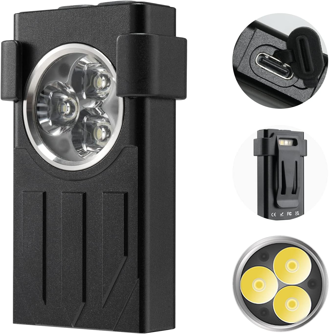 1100 Lumens Pocket Light, EDC Flashlight with Keychain, UV and Red ...