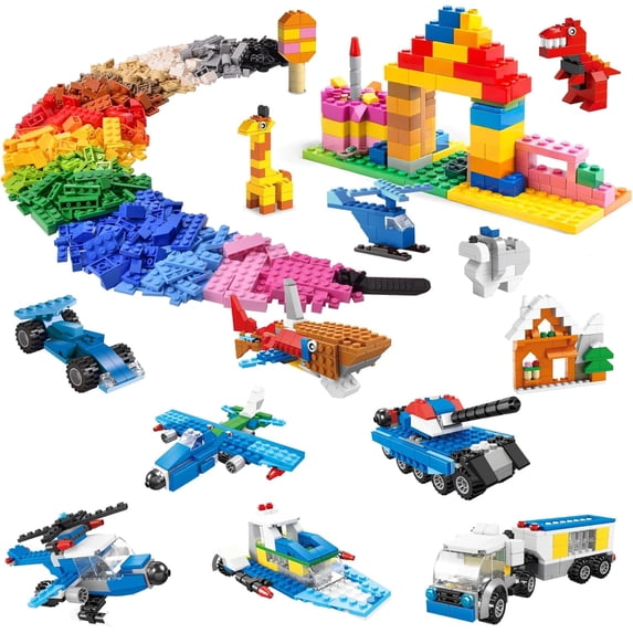 1100 Pcs Building Bricks Set, 17 Colors & 147 Shapes, STEM Creative ...