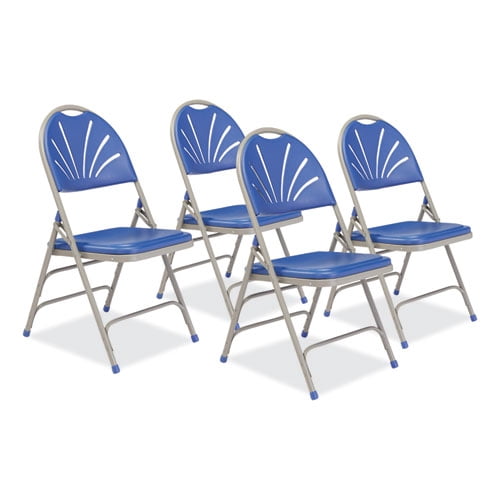 1100 Series Deluxe Fan-Back Tri-Brace Folding Chair, Supports Up to 500 ...