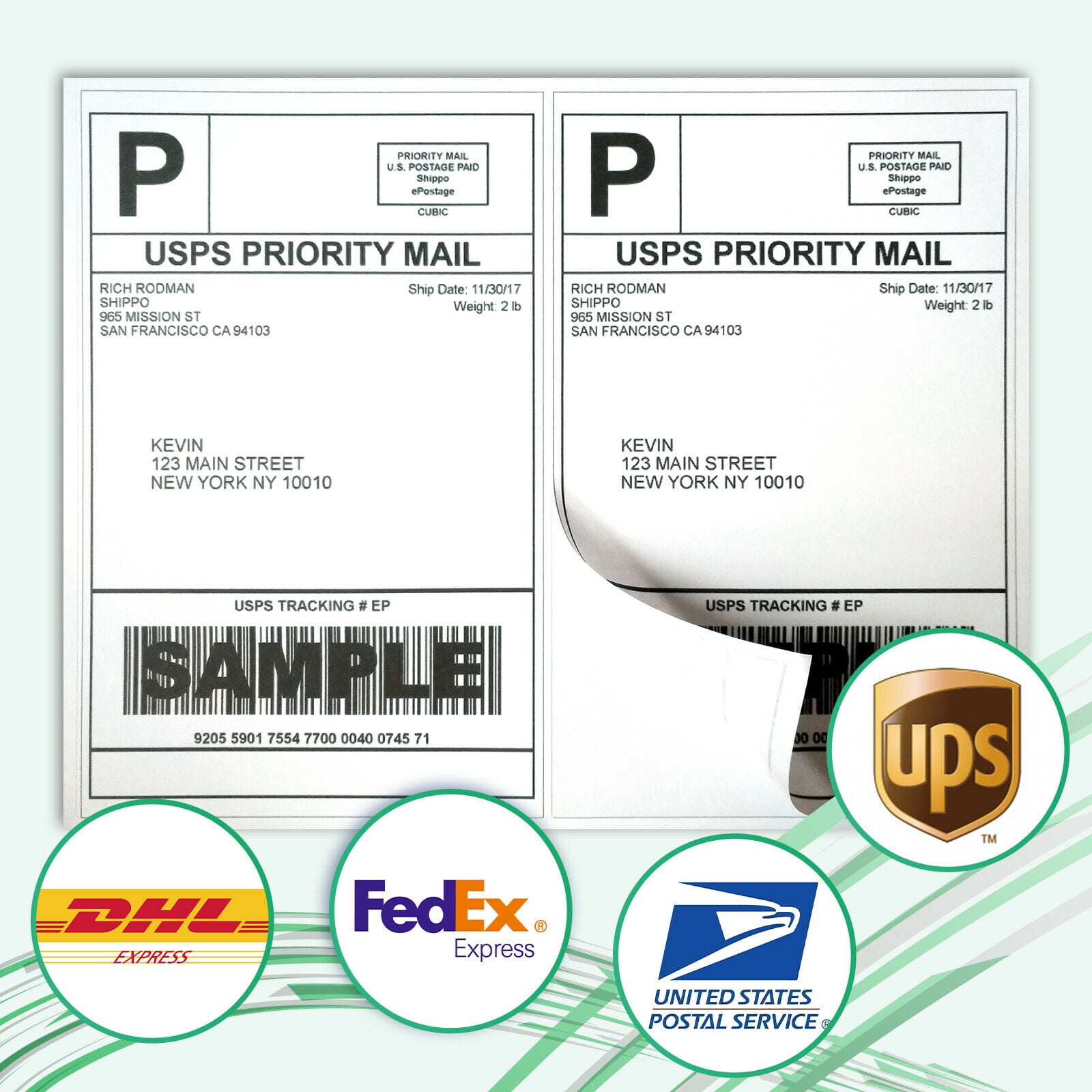 1100 Shipping Labels 8.5x5.5 Self Adhesive Half Sheet Shipping Labels ...